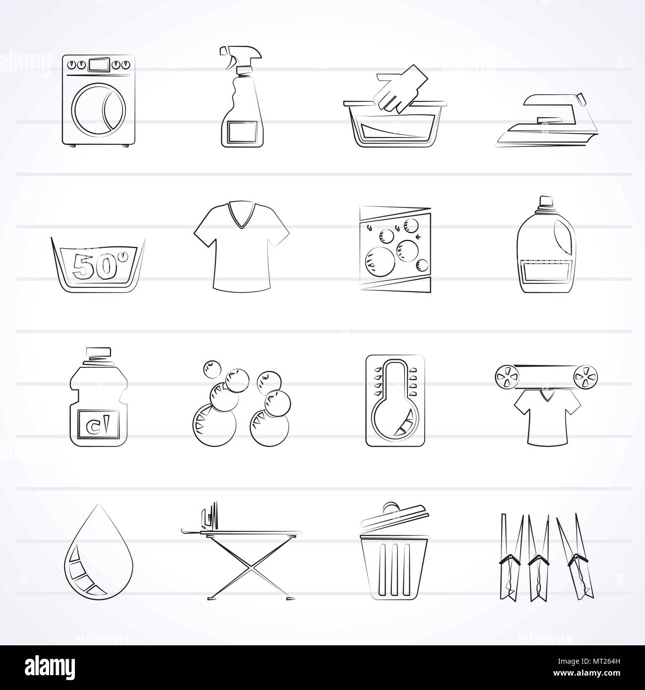Washing machine and laundry icons - vector icon set Stock Vector Image ...