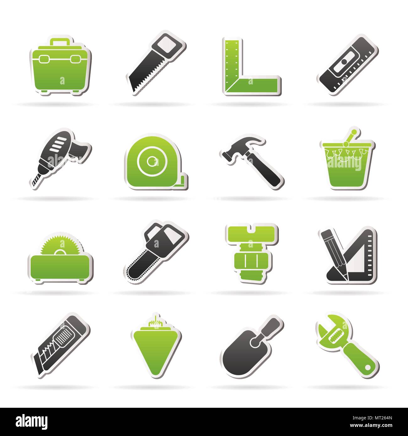 Construction objects and tools icons- vector icon set Stock Vector ...