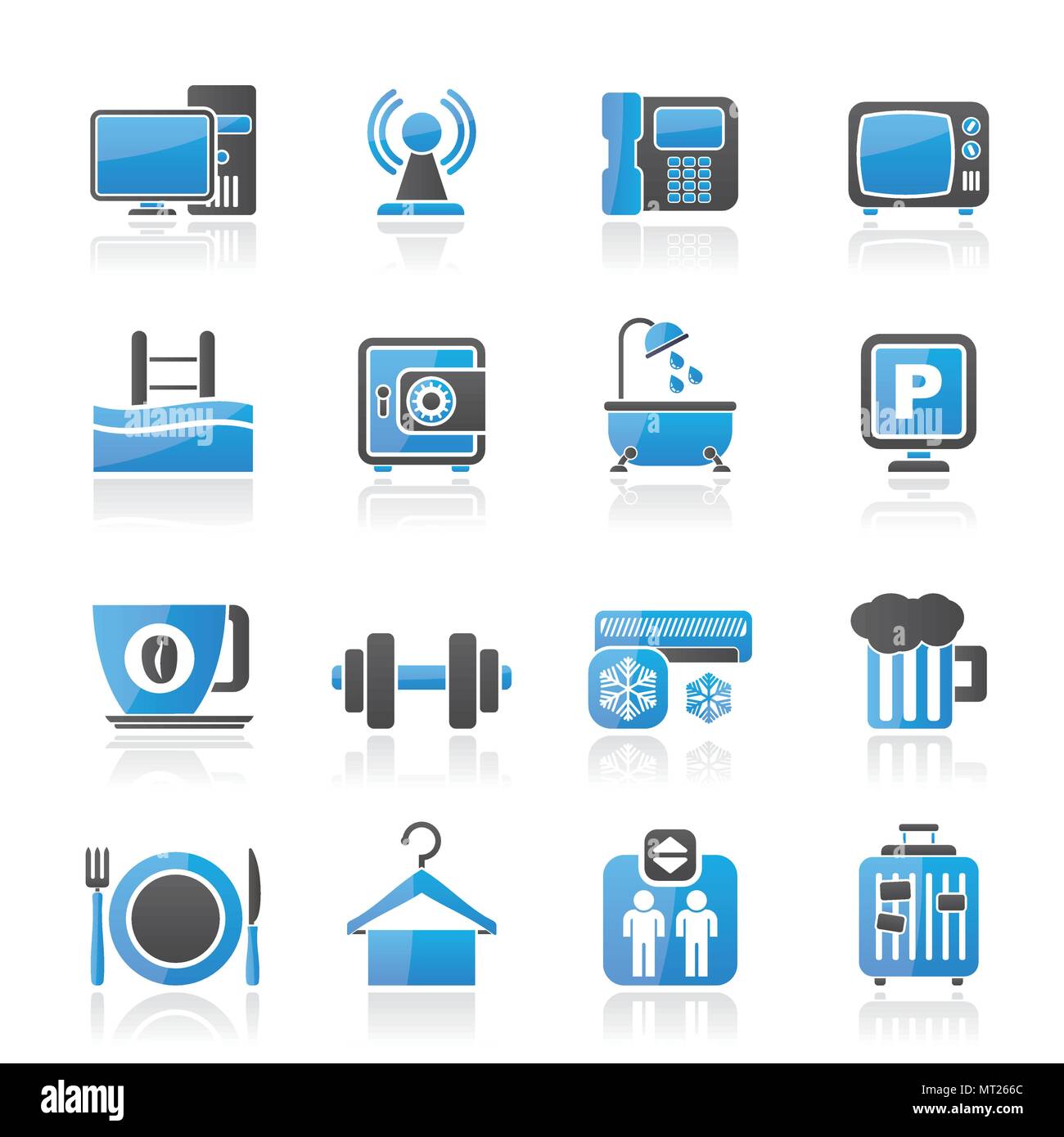 Hotel Amenities Services Icons - vector icon set Stock Vector Image ...