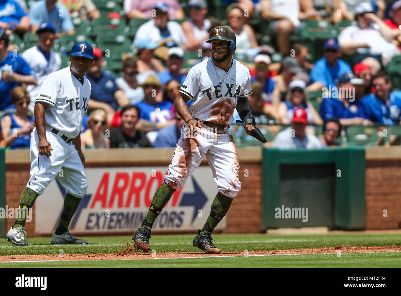 Arlington, Texas, USA. 27th May, 2018. Texas Rangers outfielder Delino ...