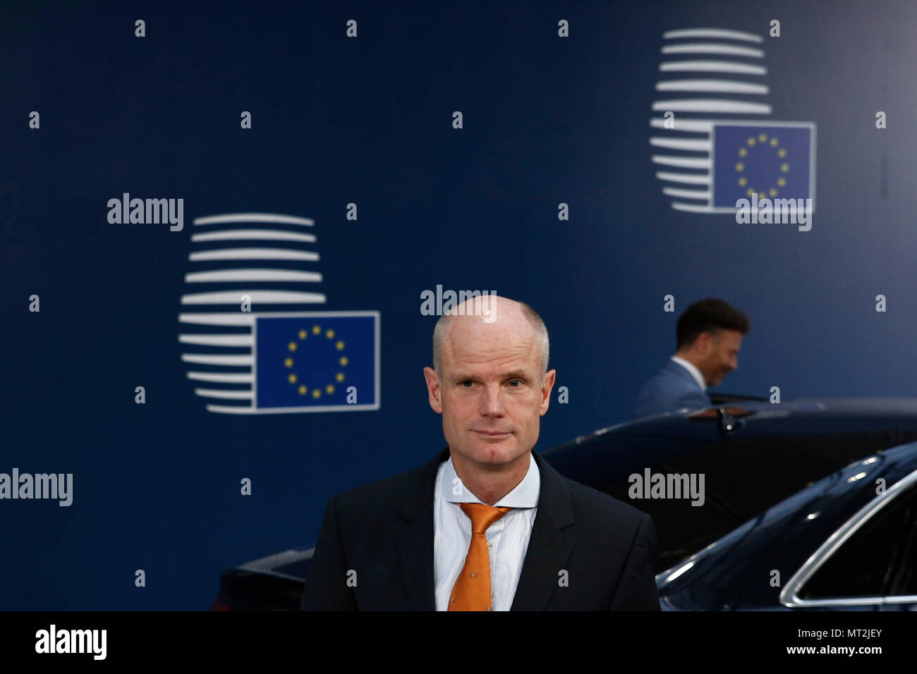 Brussels, Belgium, 28 May 2018. Dutch Foreign Minister Stef Blok gives ...