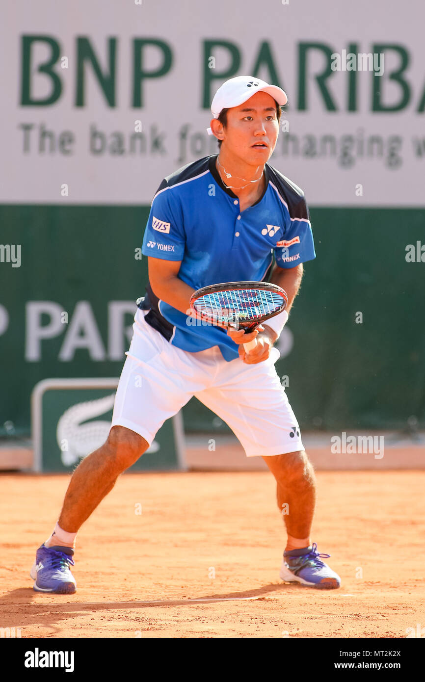 Paris, France. 27th May, 2018. Yoshihito Nishioka (JPN) Tennis : Yoshihito Nishioka of Japan ...