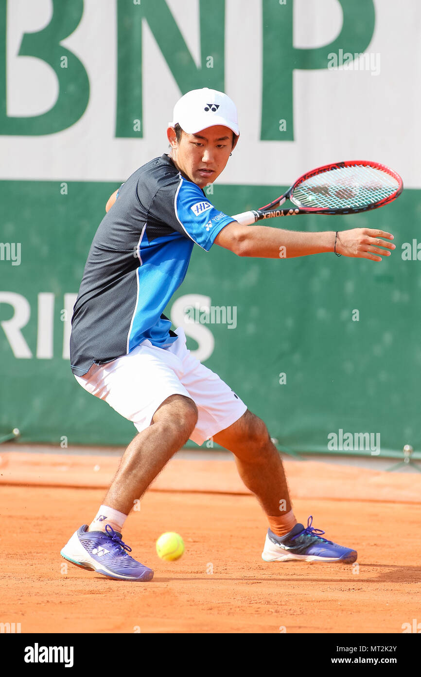 Paris, France. 27th May, 2018. Yoshihito Nishioka (JPN) Tennis : Yoshihito Nishioka of Japan ...