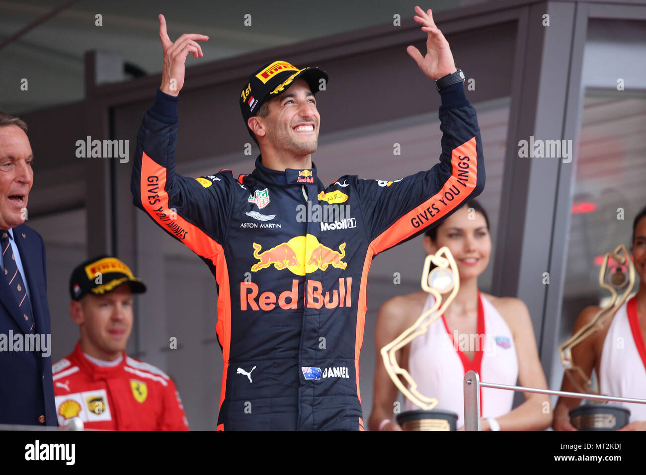 Monte Carlo, Monaco. 27th May, 2018. Podium, jubilation, Daniel ...
