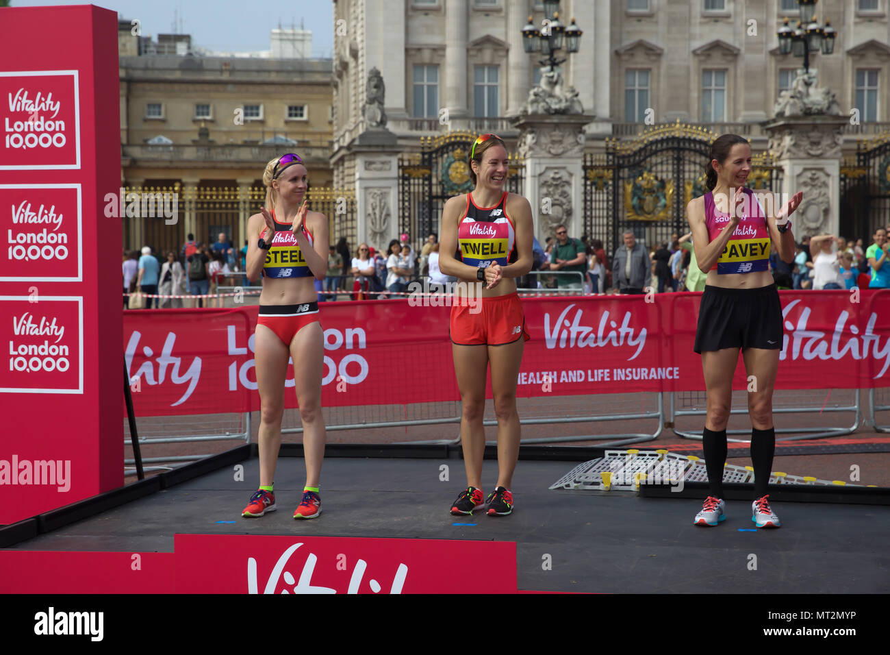 London,UK,28th May 2018,Gemma Steel, Steph Twell, and Joanne Pavey pose ...