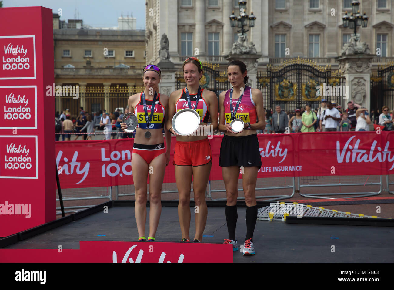 London,UK,28th May 2018,Gemma Steel, Steph Twell, and Joanne Pavey pose ...