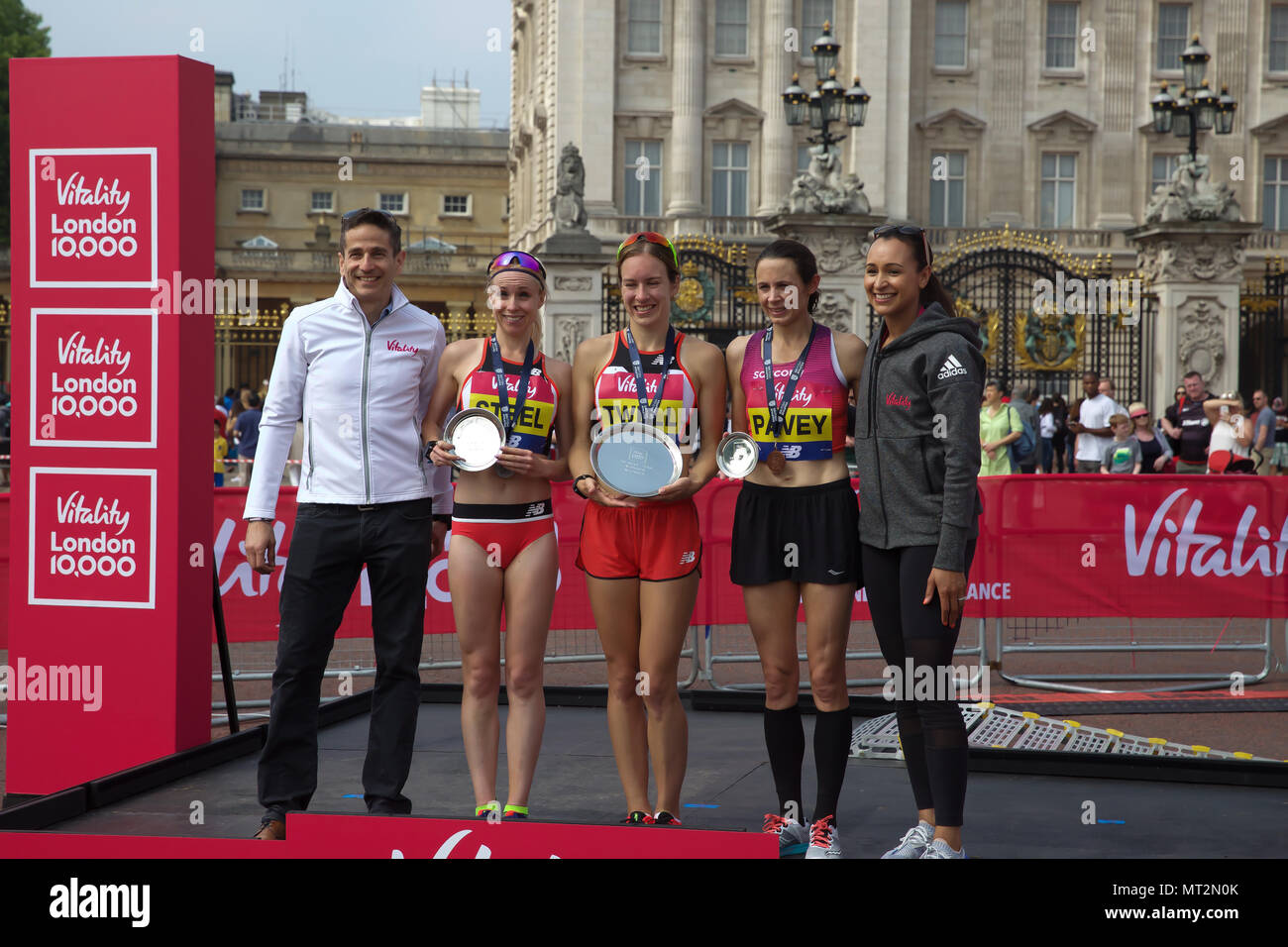 London,UK,28th May 2018,Gemma Steel, Steph Twell, and Joanne Pavey pose ...