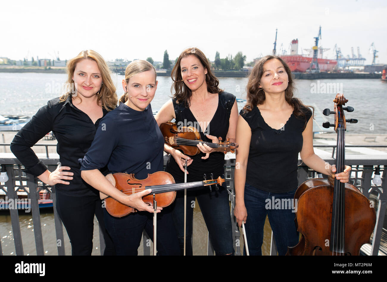 28 May 2018, Germany, Hamburg: The members of the classical quartet ...