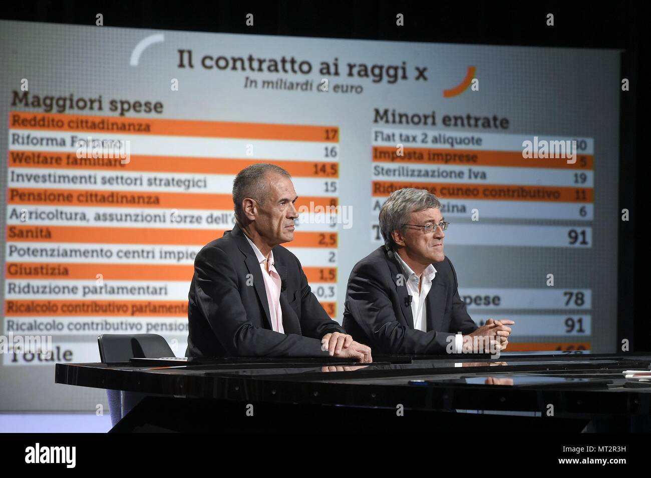 Rome, 20 May 2018 Carlo Cottarelli and Roberto Perotti during the TV show In half an hour in ...