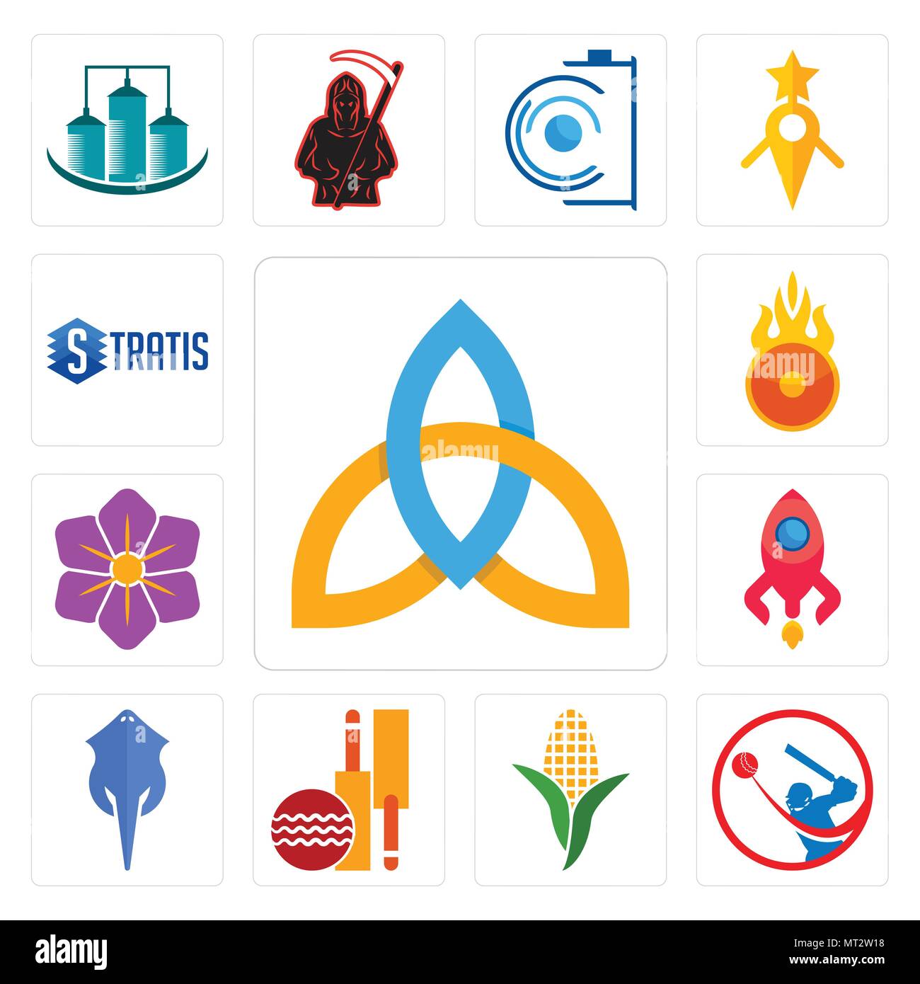 Set Of 13 simple editable icons such as holy trinity, batsman, corn ...