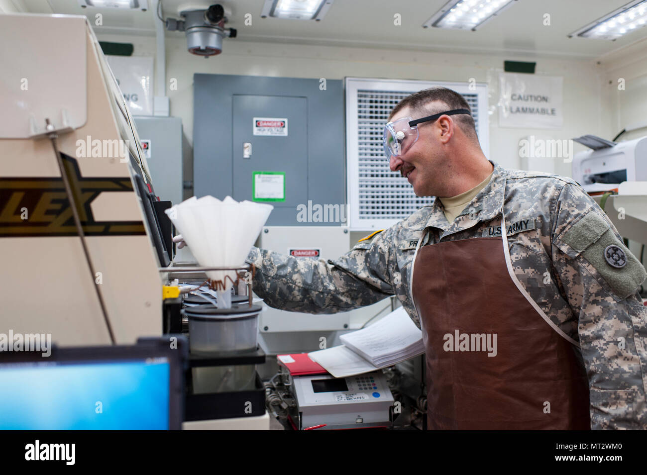 U.S. Army Reserve Spc. Andrew Price, a petroleum lab specialist with ...