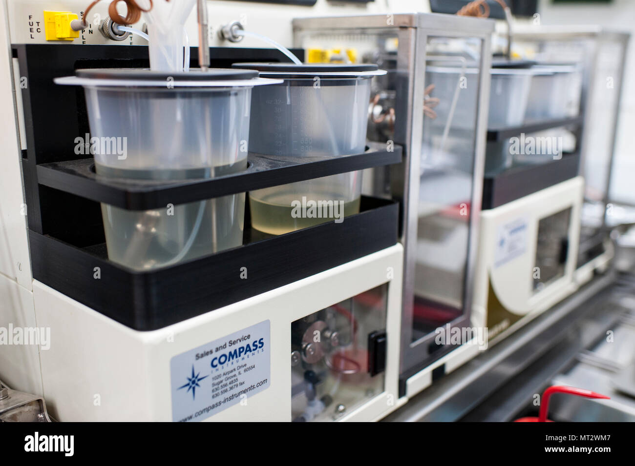 A fuel sample is tested in the petroleum lab during QLLEX 2017, July 21 ...