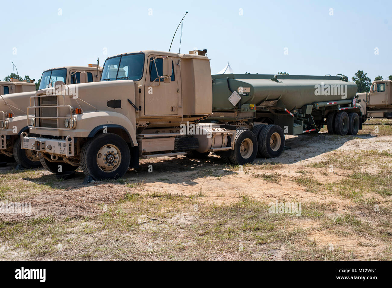 Military tanker trucks from five U.S. Army Reserve transportation units ...
