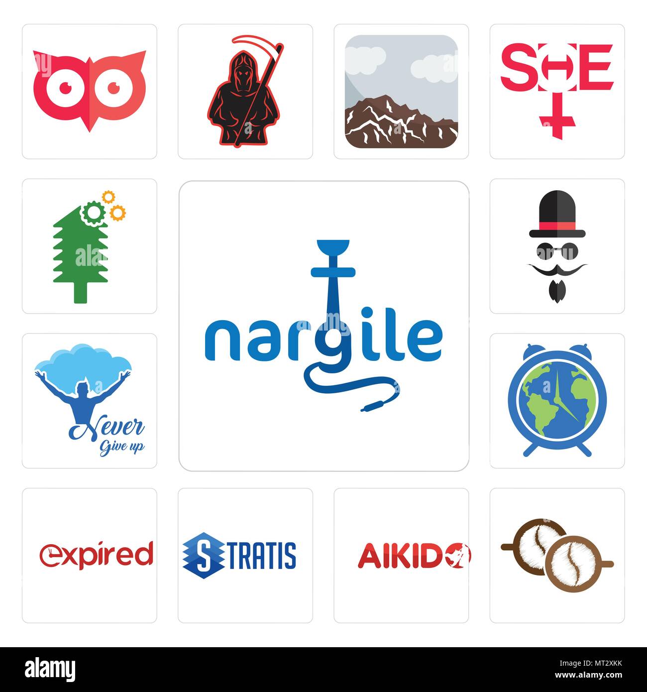 Set Of 13 simple editable icons such as nargile, cofee, aikido, stratis ...