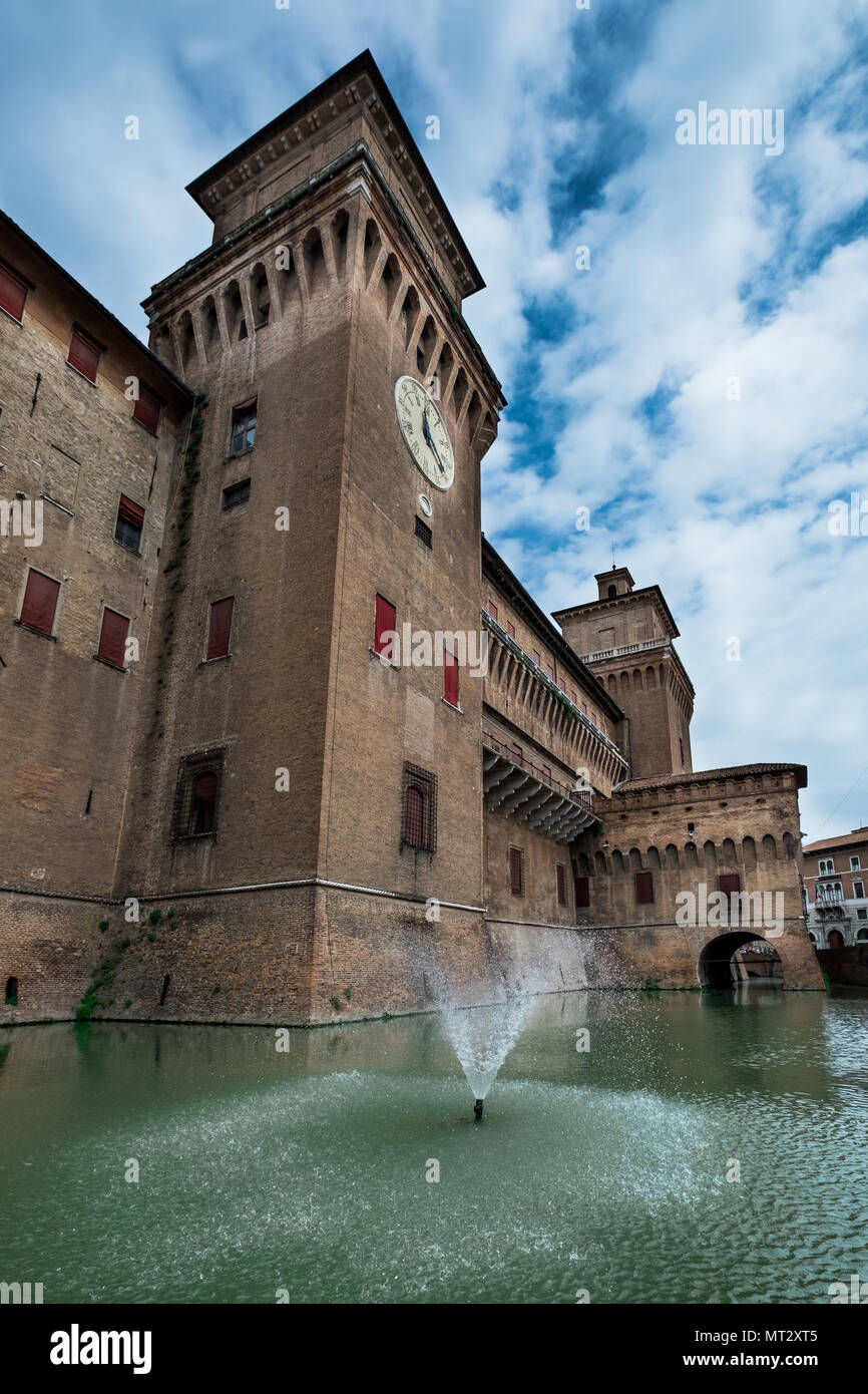 FERRARA, ITALY - Castello (Castle) Estense, a four towered fortress ...
