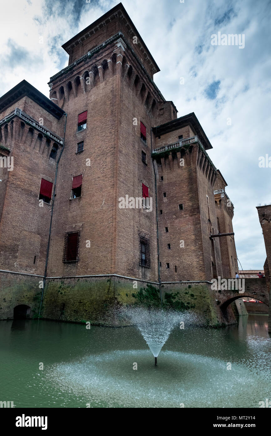 FERRARA, ITALY - Castello (Castle) Estense, a four towered fortress ...