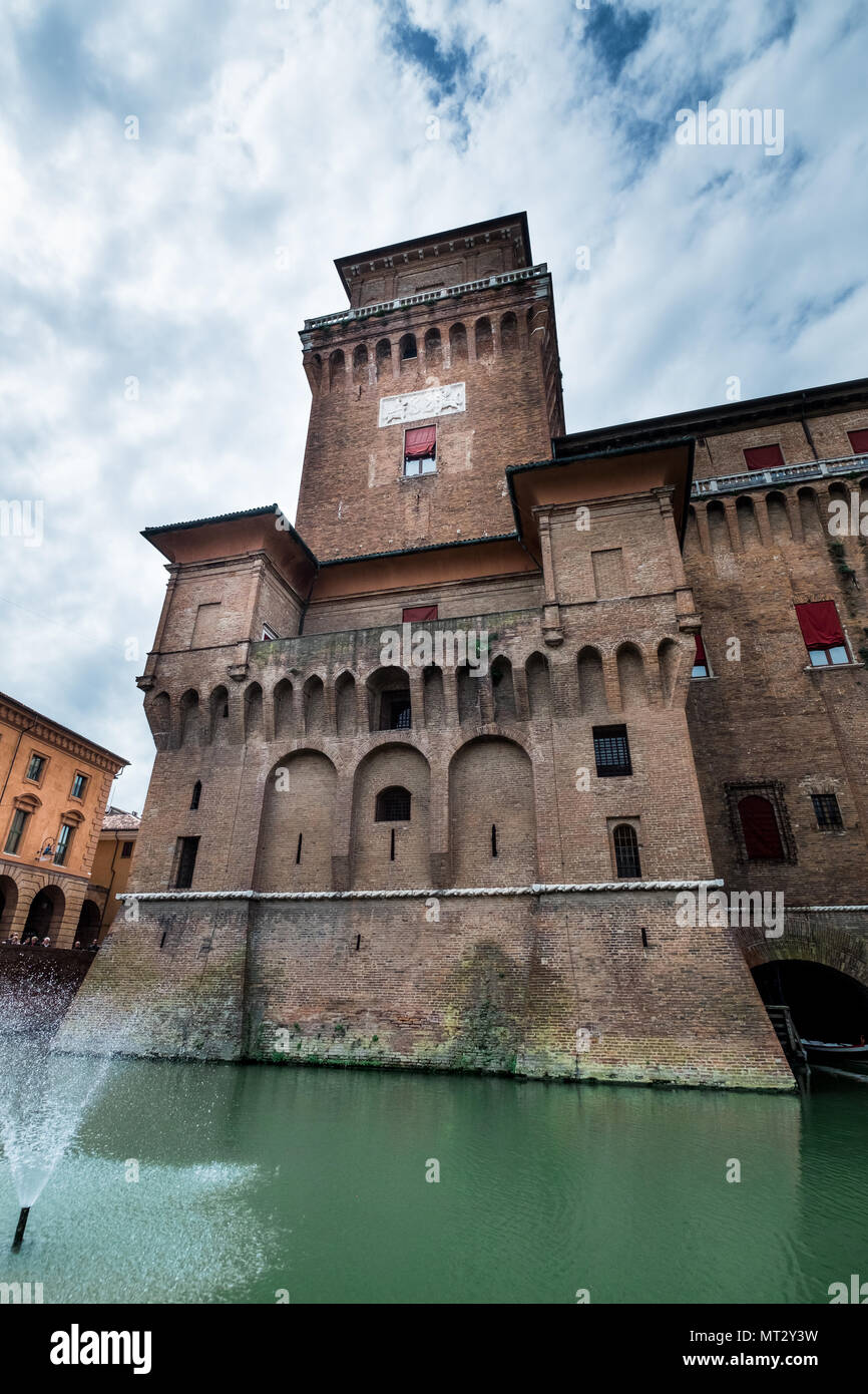 FERRARA, ITALY - Castello (Castle) Estense, a four towered fortress ...