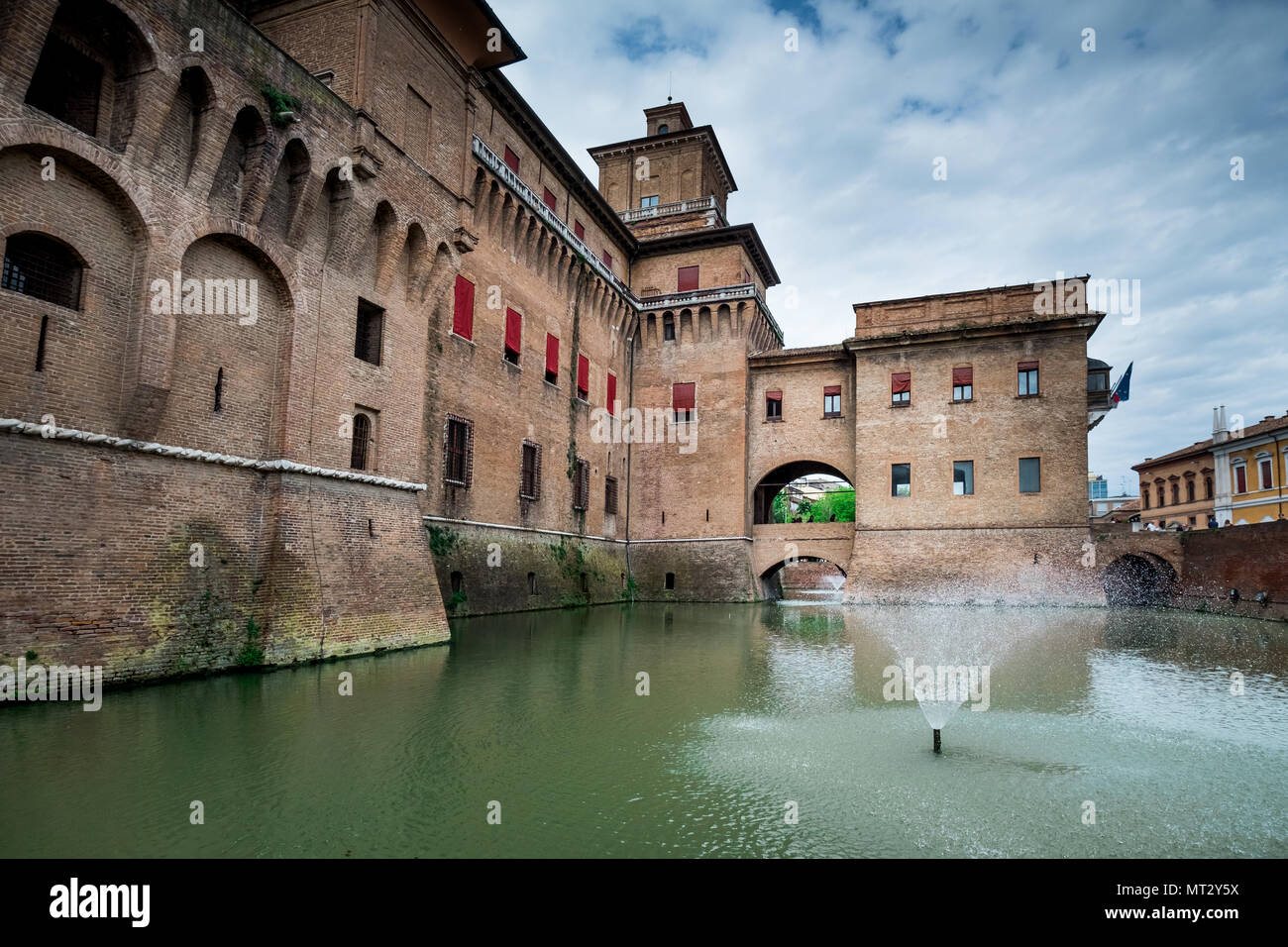 FERRARA, ITALY - Castello (Castle) Estense, a four towered fortress ...