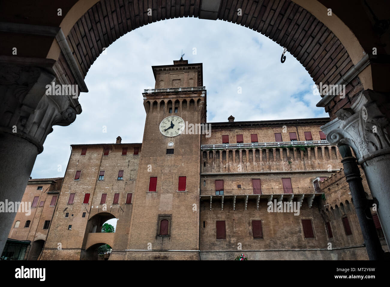 FERRARA, ITALY - Castello (Castle) Estense, a four towered fortress ...