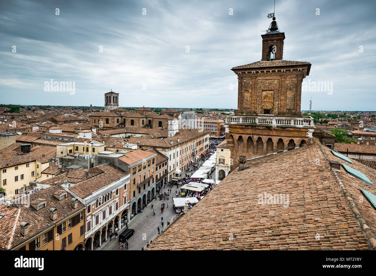 FERRARA, ITALY - Castello (Castle) Estense, a four towered fortress ...