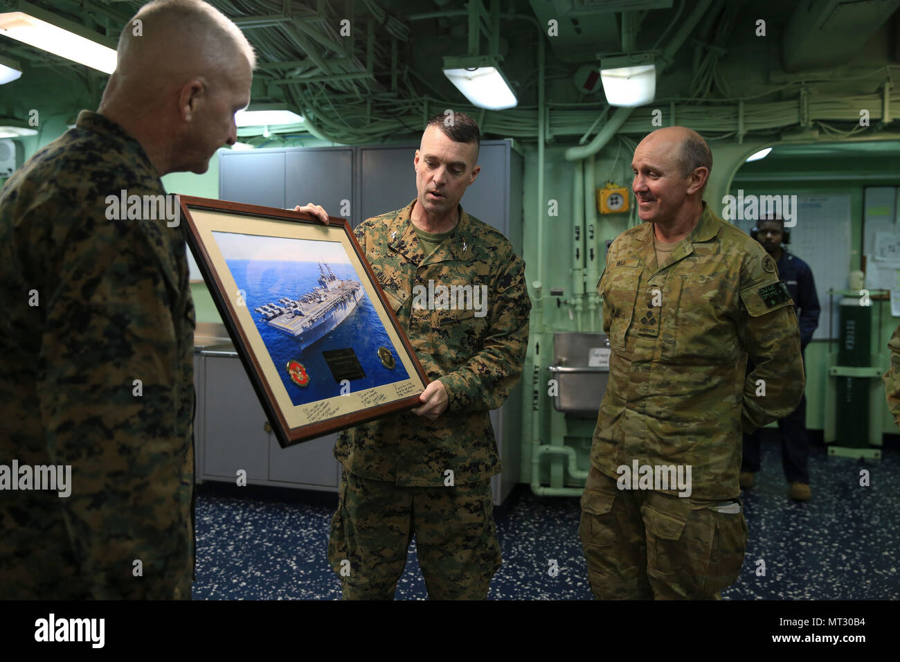 U.S. Marine Corps Sgt. Maj. Jim Lanham, left, and U.S. Marine Corps Col ...