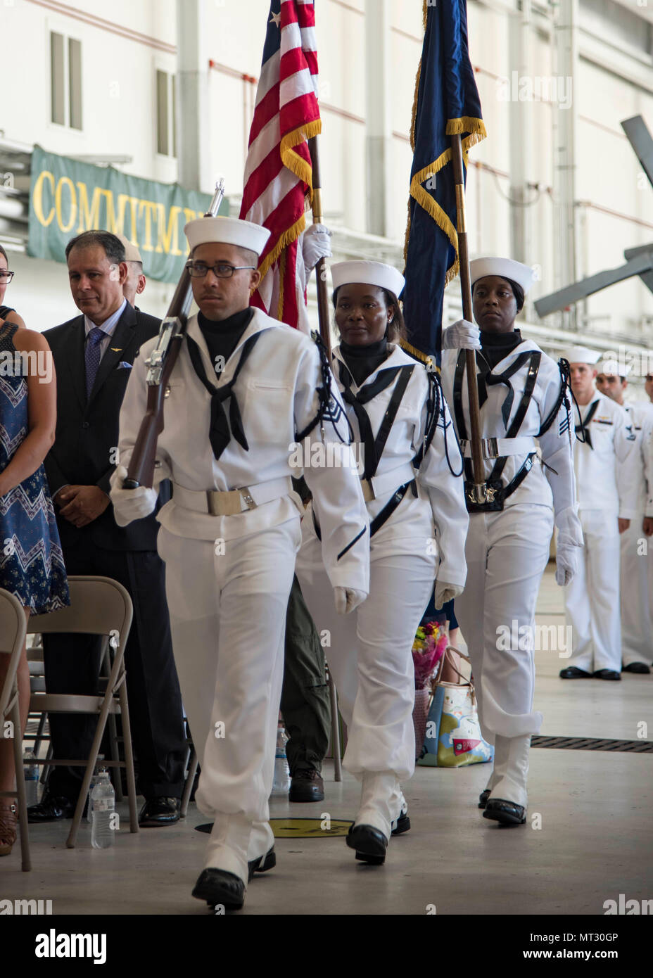 170720-N-FG807-058 NORFOLK, Va. (July 20, 2017) The Naval Station Norfolk color guard parades ...
