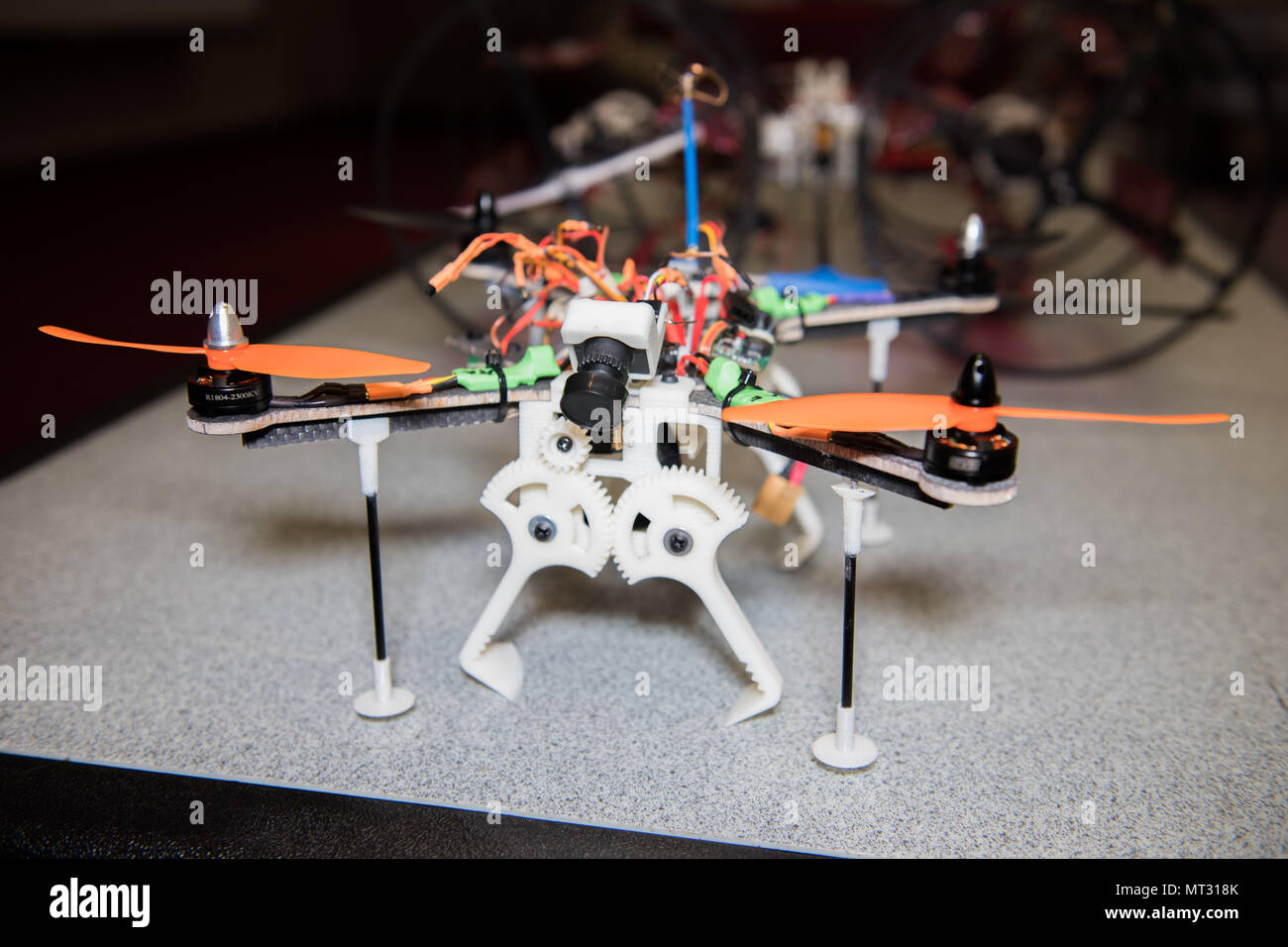 Students display their micro air vehicles for Army researchers during a ...