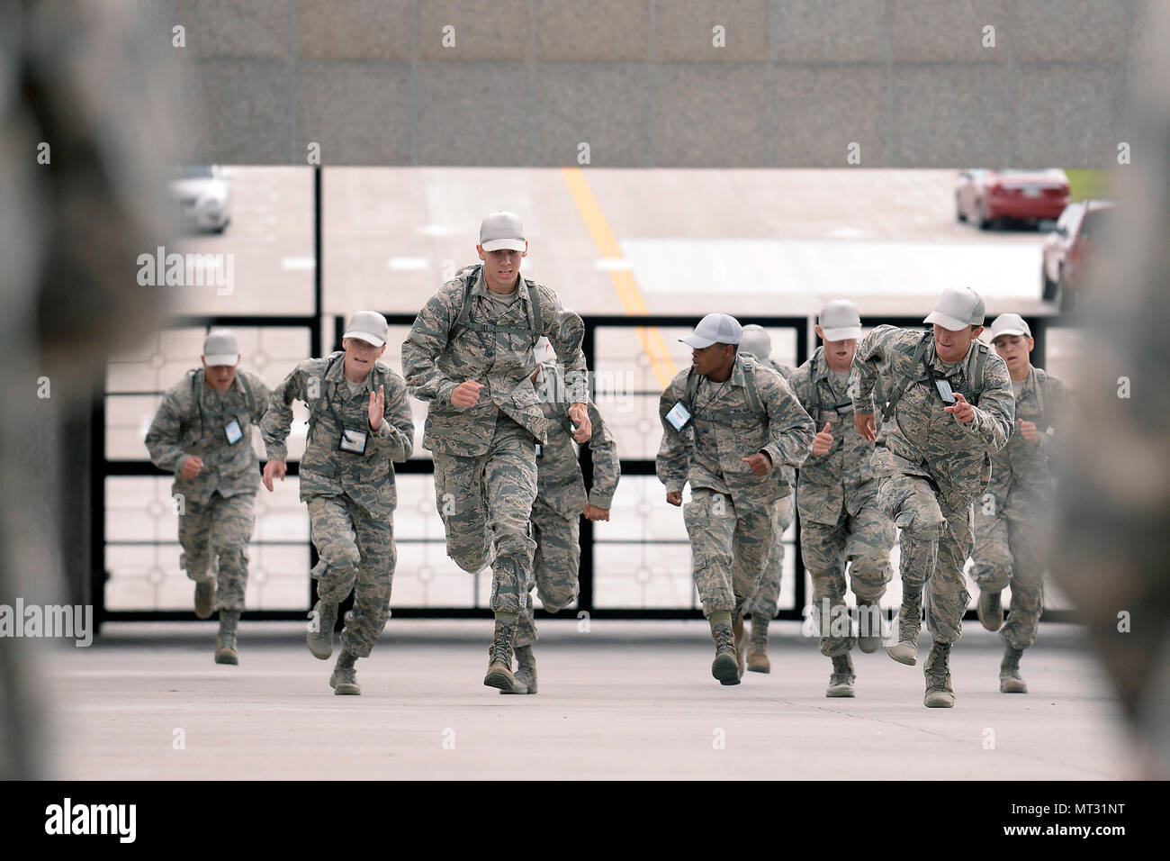 Basic cadets run up the core values ramp on the U.S. Air Force Academy ...