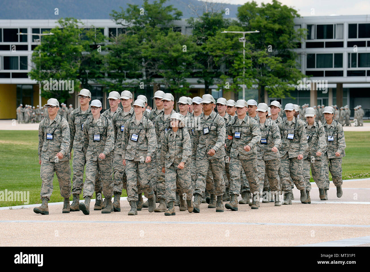Basic cadets march on the U.S. Air Force Academy's terrazzol in ...