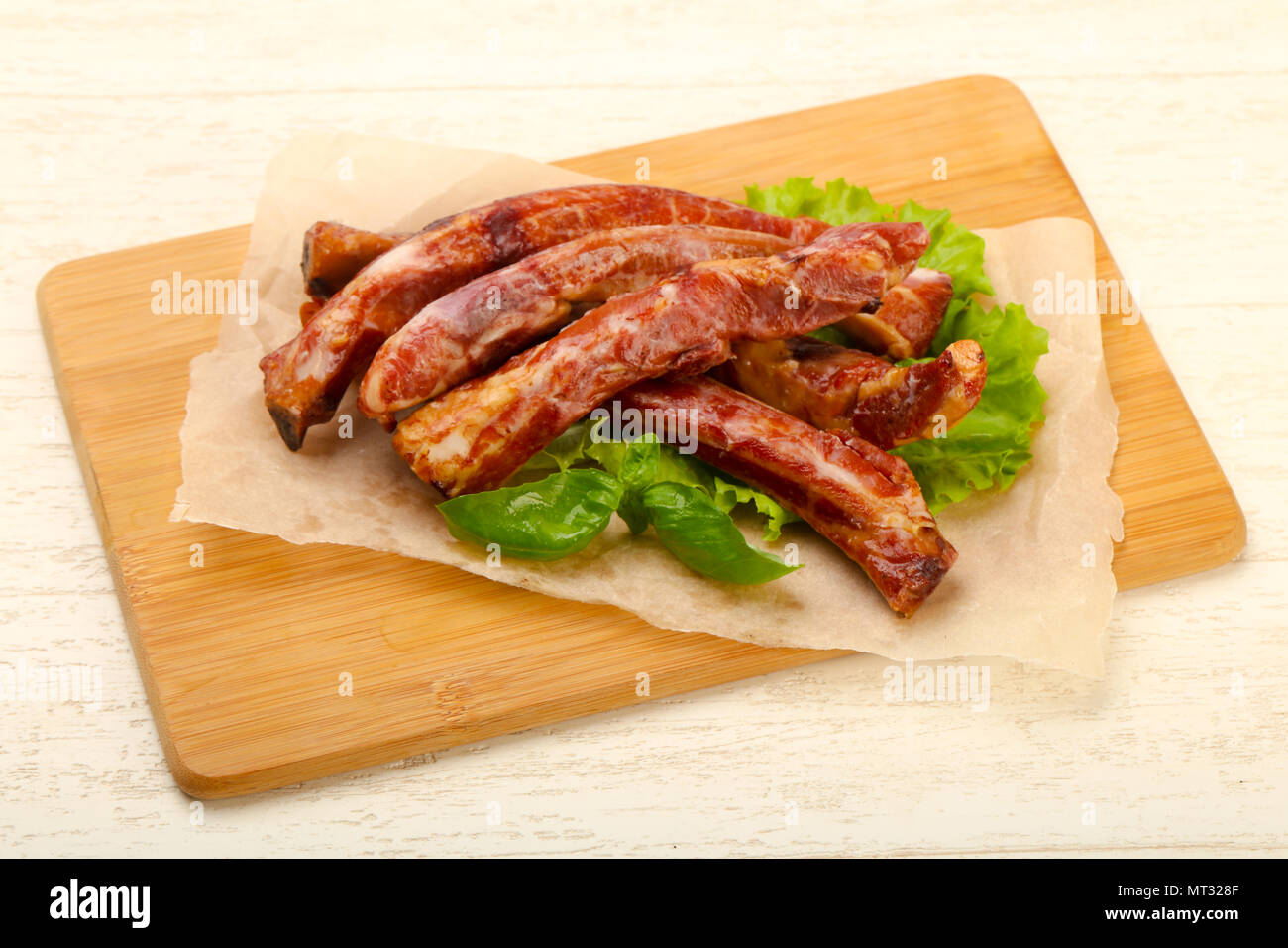 Smoked pork ribs snack Stock Photo - Alamy