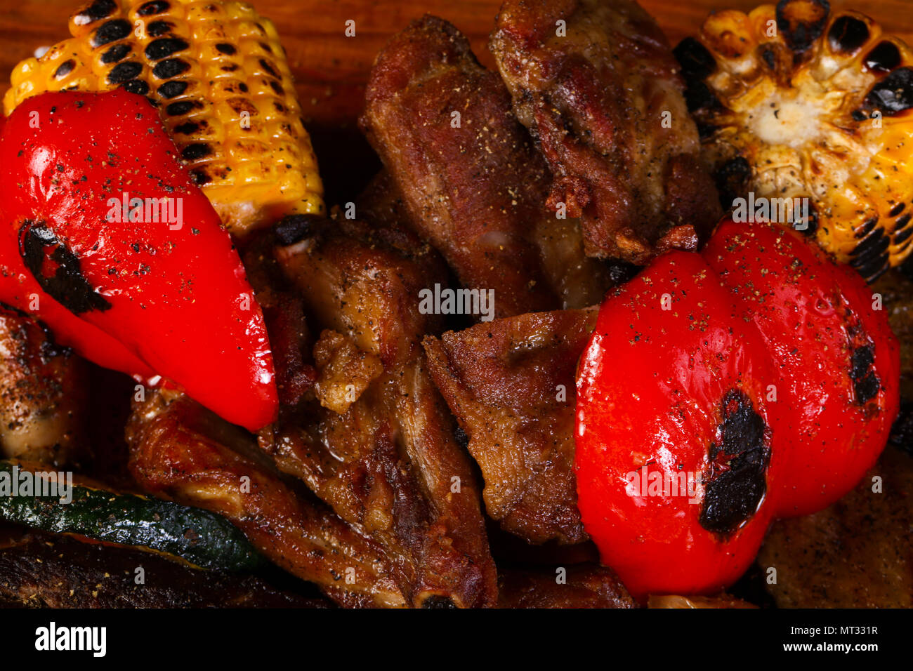 Grilled meat mix plate Stock Photo - Alamy