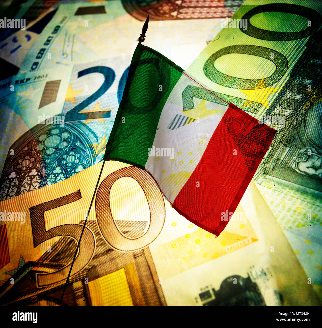 Italian flag and euros Stock Photo - Alamy