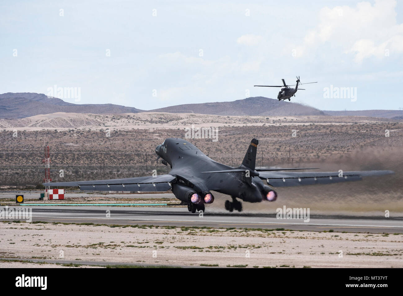 A B-1B Lancer from the 34th Bomber Squadron, Ellsworth Air Force Base ...
