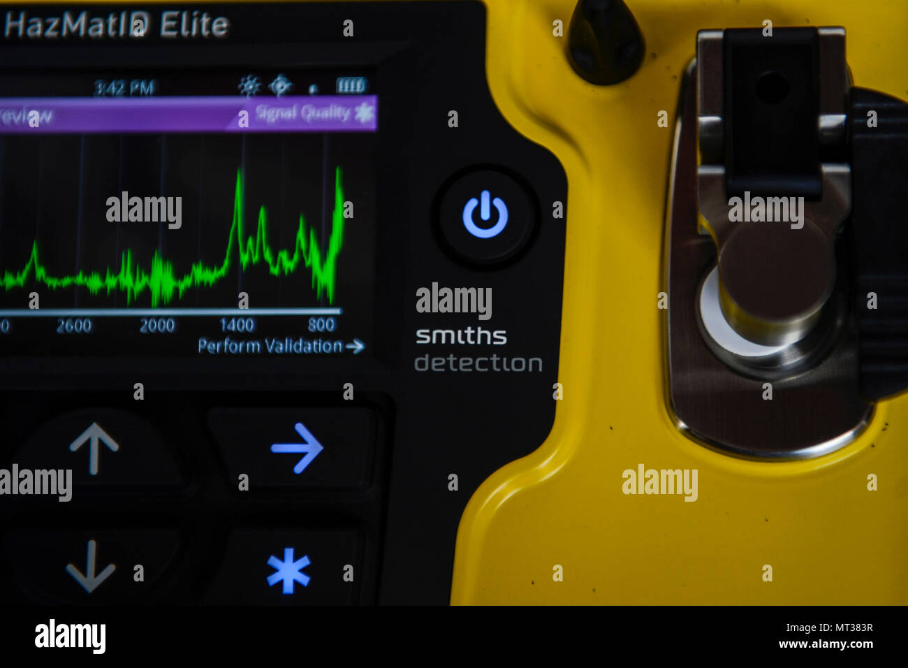 The HazMatID Elite chemical identifier performs an analysis on an ...
