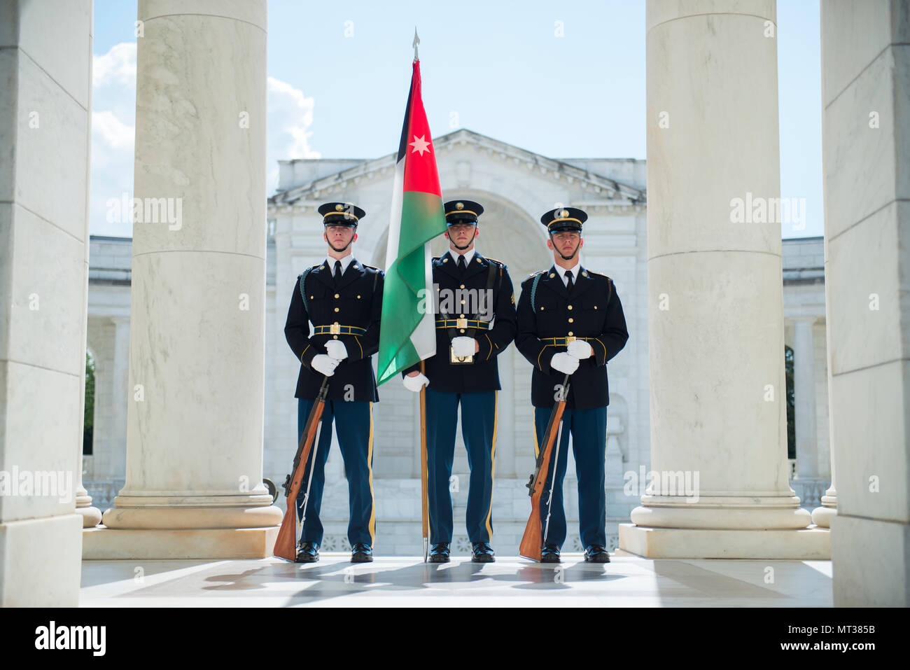 The 3d U.S. Infantry Regiment (The Old Guard) Color Guard members hold ...