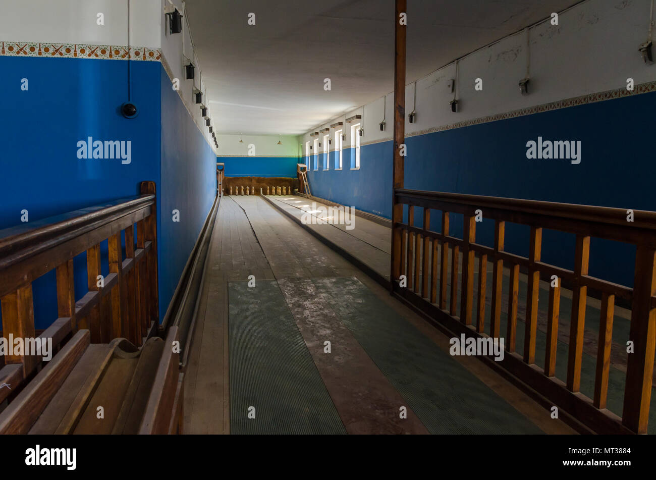 Luderitz, Namibia - July 09 2014: Restored wooden bowling alley in ...