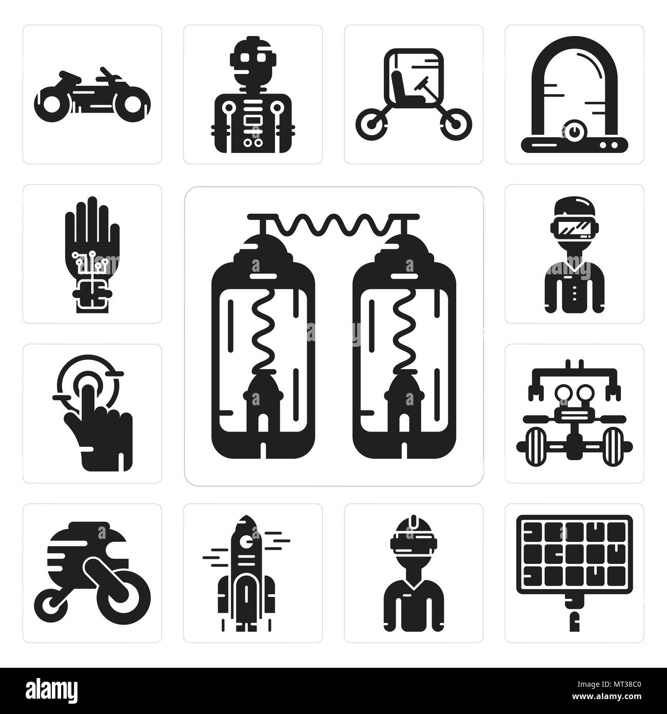 Set Of 13 simple editable icons such as Teleportation, Solar panel, Vr ...