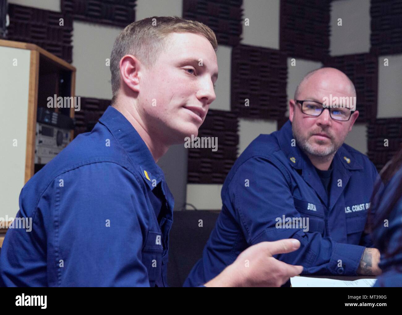 Ensign Brandon Newman and Chief Petty Officer Jeremy Borja conduct on ...