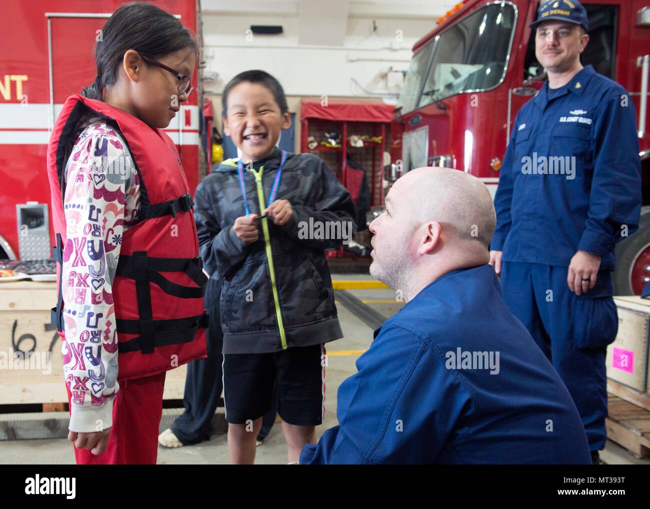 Chief Petty Officer Jeremy Borja of Coast Guard Cutter Sherman explains ...