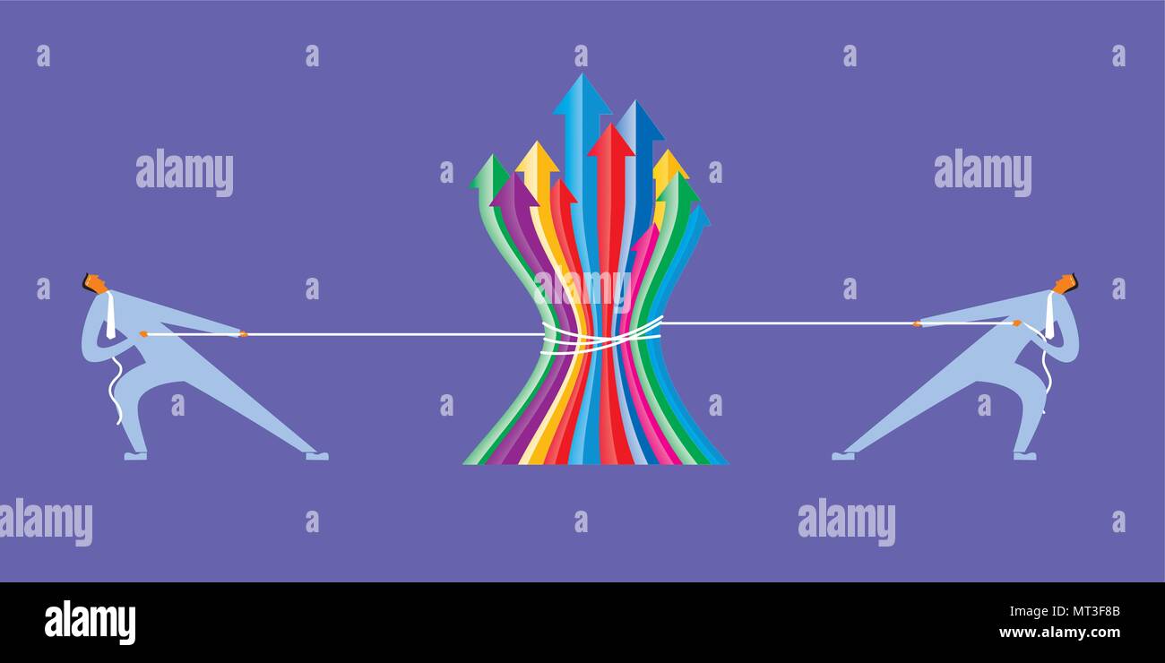 Two businessmen tug of war,common pull arrow symbol Stock Vector Image ...