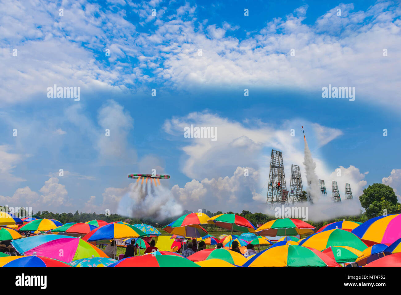 Abstract soft focus Thailand fireball roket and circle fireball rocket ...