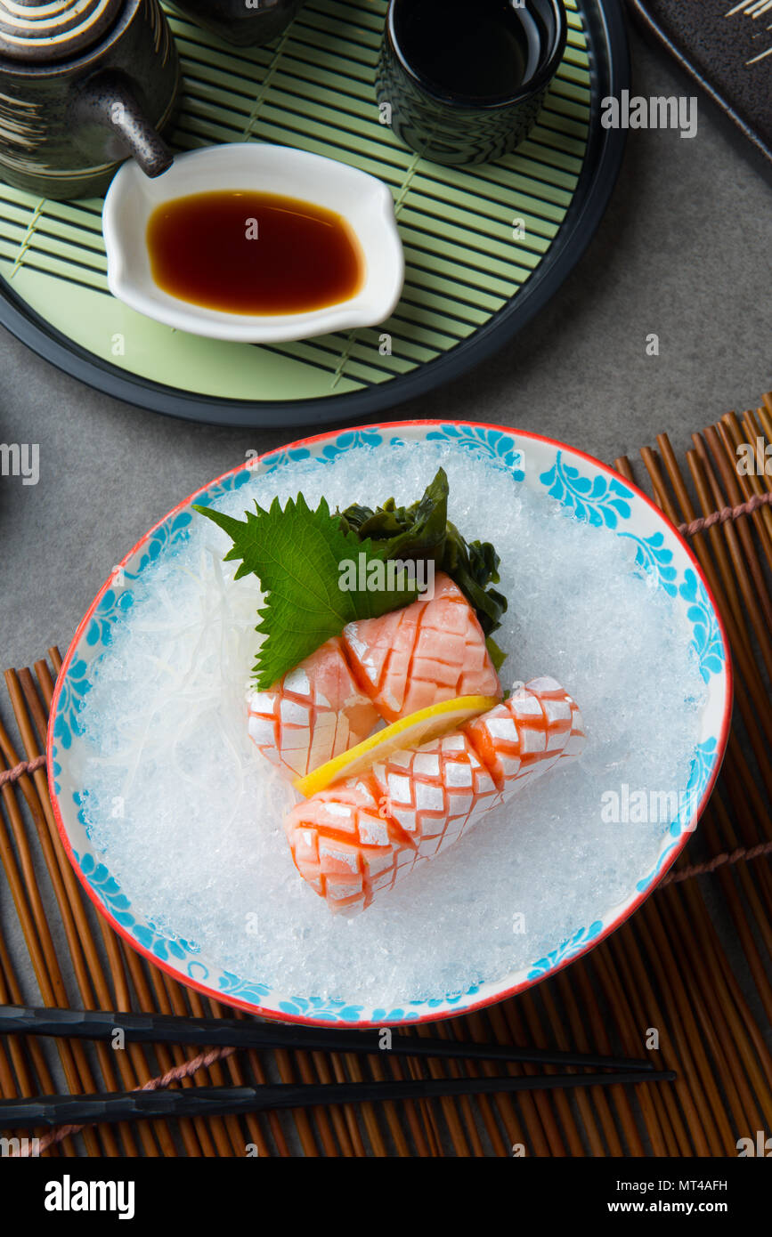 Salmon Toro , Fish belly Japanese sashimi Food Stock Photo - Alamy