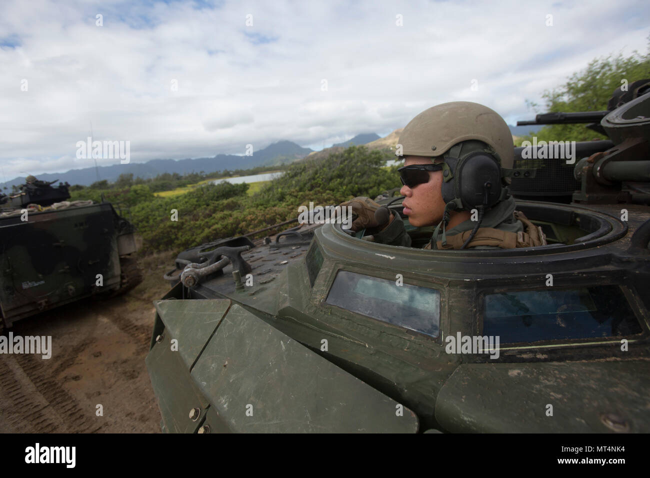 Pfc. Ryan Hofschneider, an amphibious assault vehicle (AAV) crewman ...