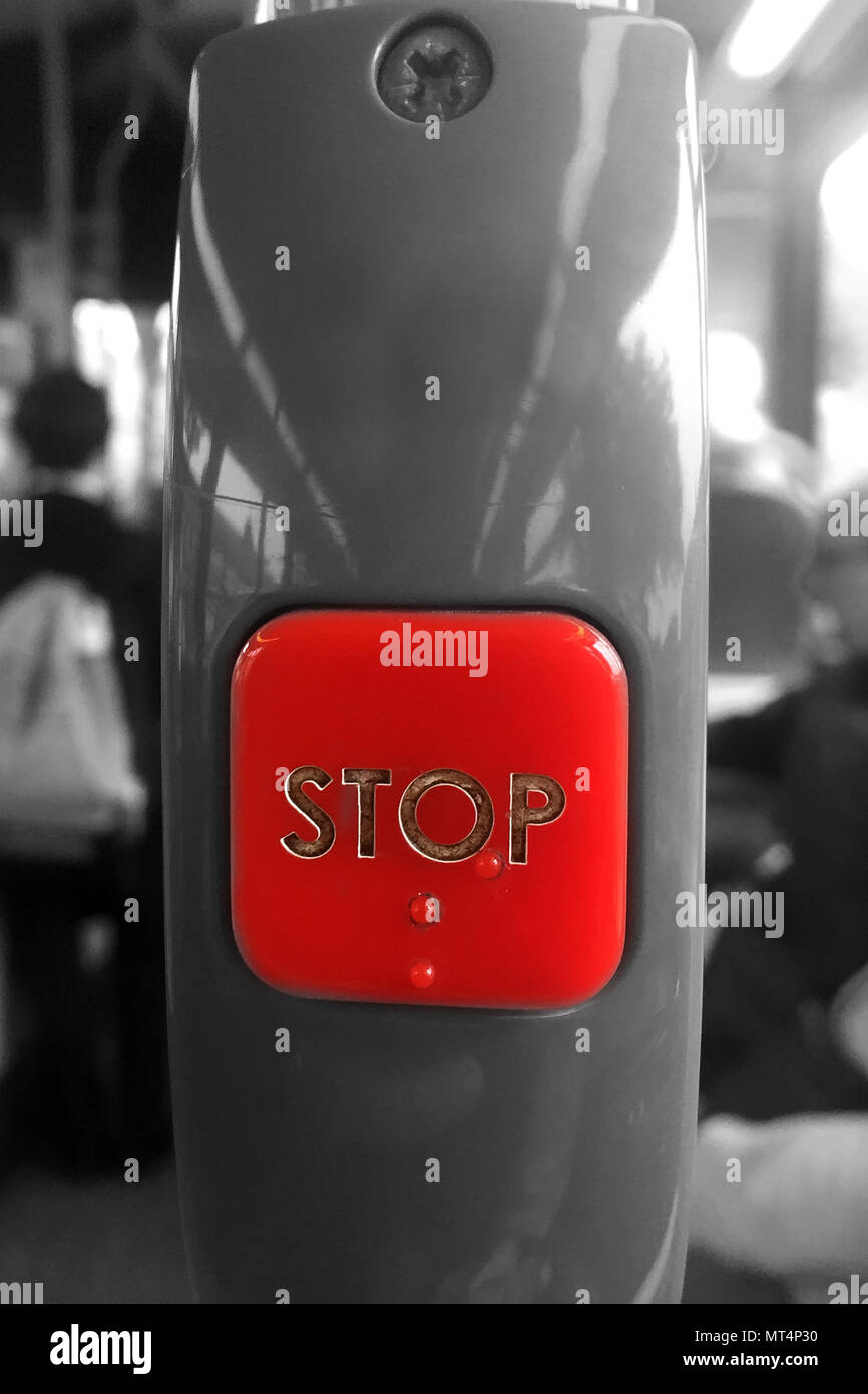 Bus red stop button hi-res stock photography and images - Alamy