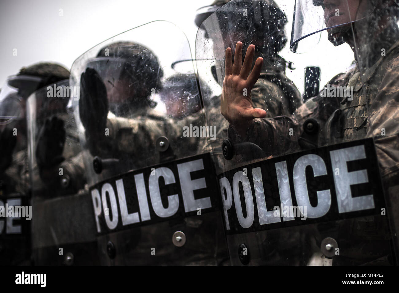 U.S. Airmen assigned to the 86th Security Forces Squadron hold their ...