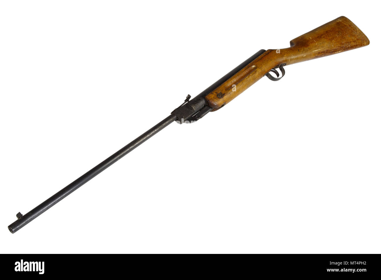 old vintage pneumatic air rifle isolated on white background Stock ...