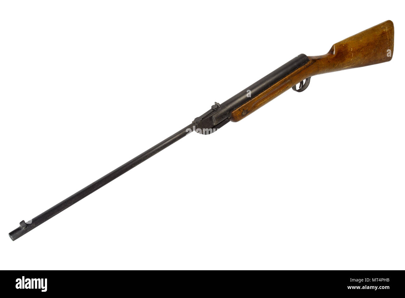 old vintage pneumatic air rifle isolated on white background Stock ...