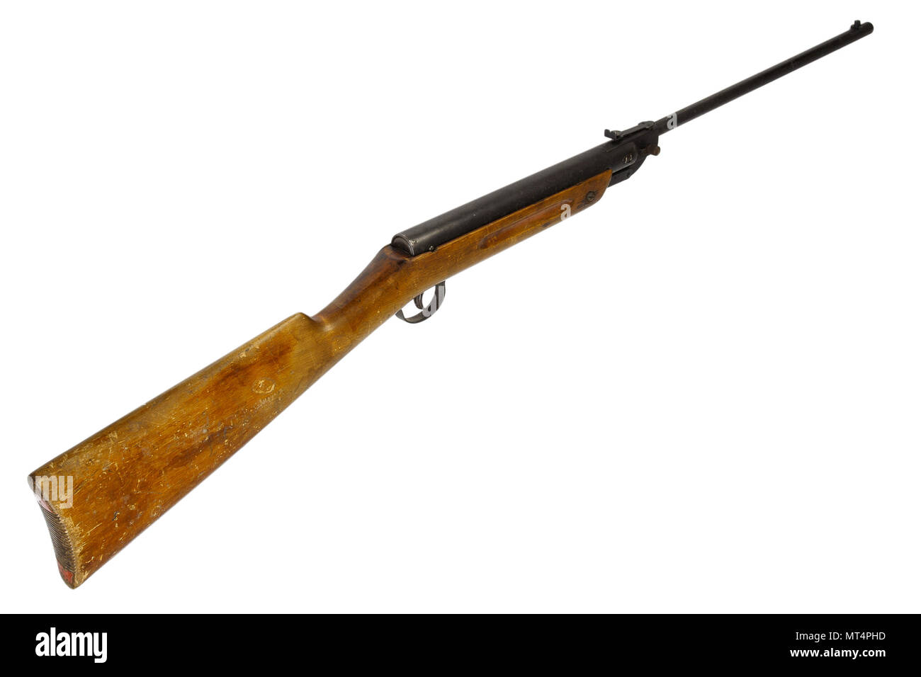 old vintage pneumatic air rifle isolated on white background Stock ...