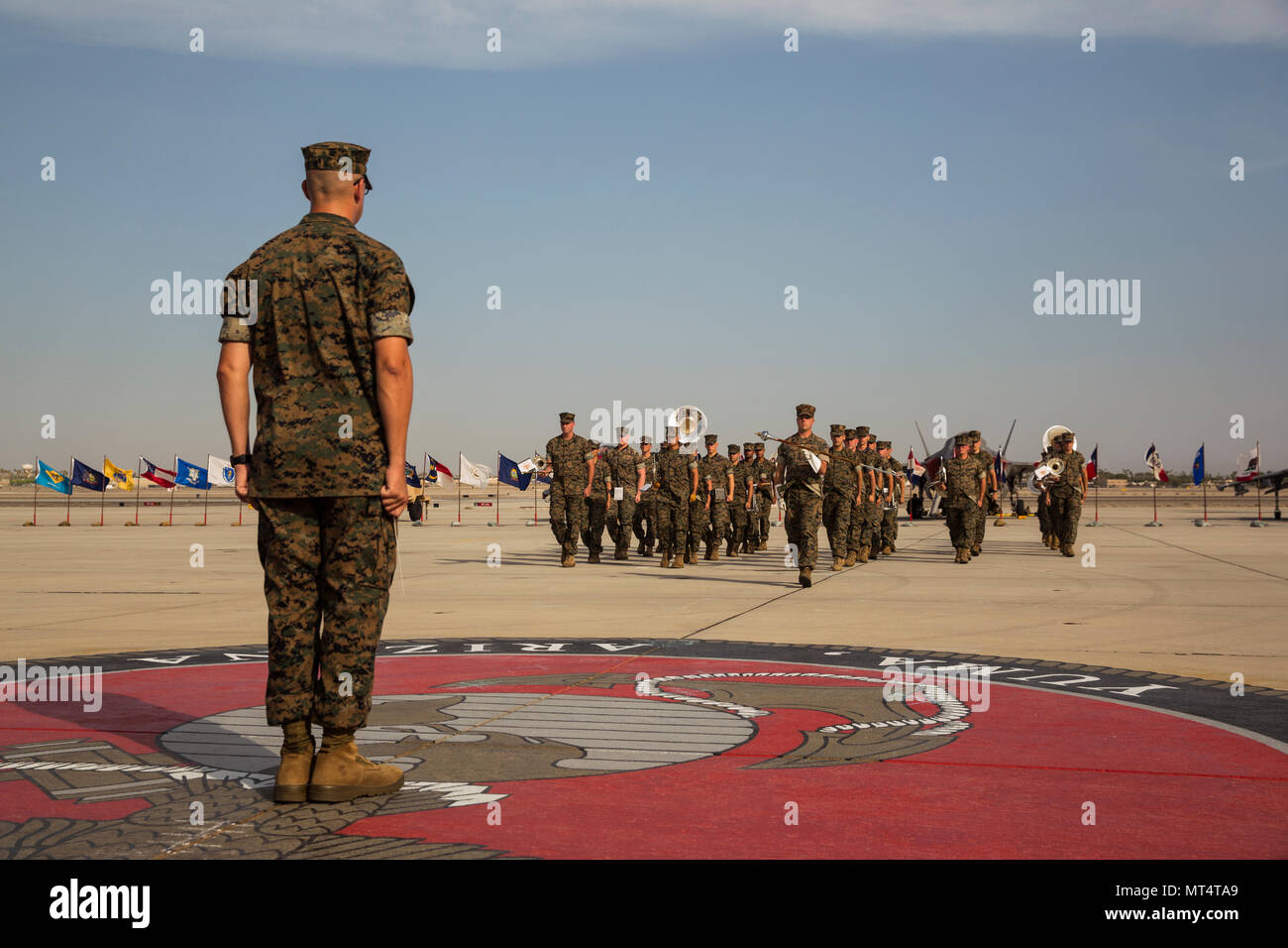 U.S. Marines assigned to the 3rd Marine Aircraft Wing Band perform ...