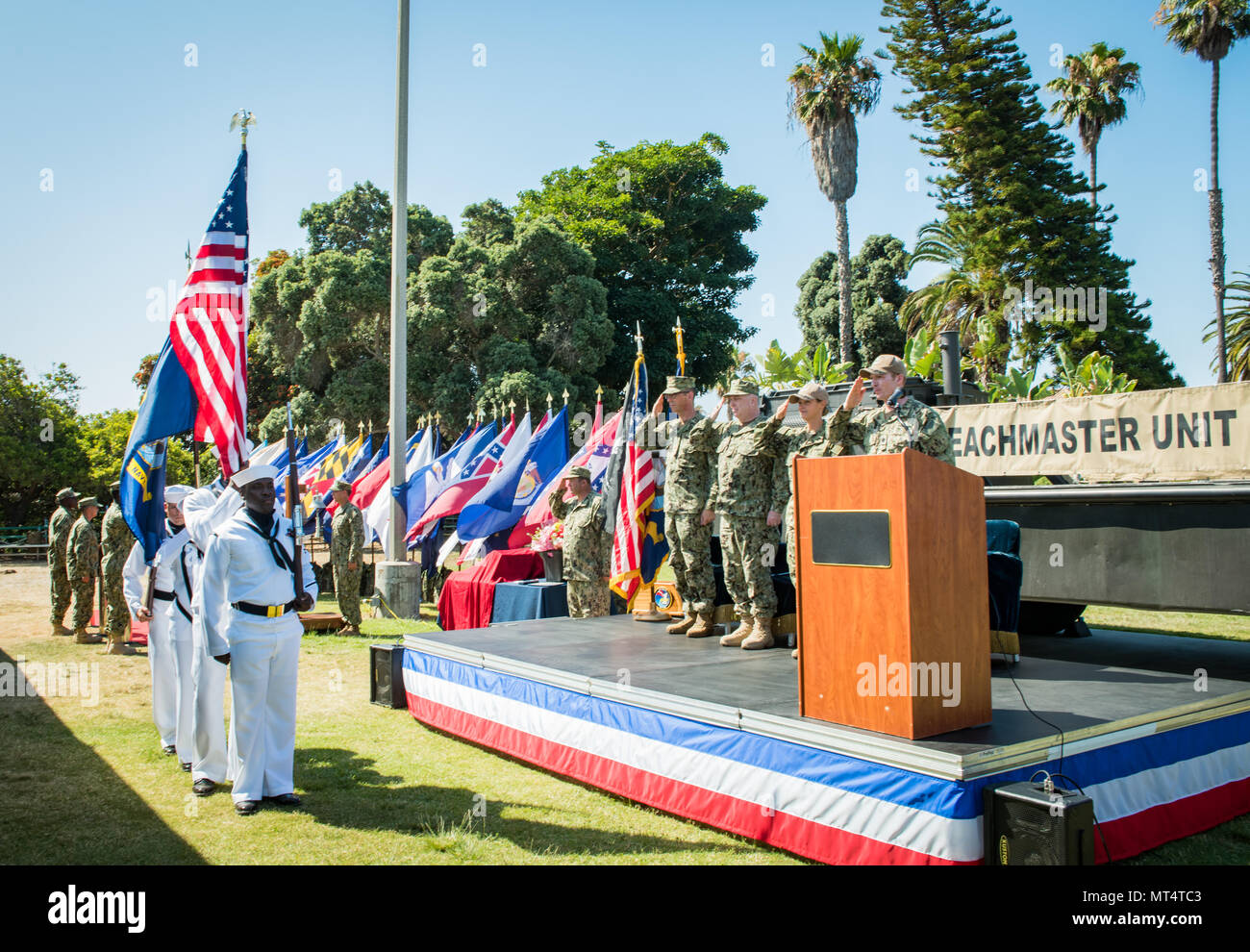 SAN DIEGO (July 28, 2017) – Colors are paraded during Beachmaster Unit ...